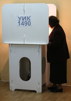 Russian Woman Stands Polling Booth During Editorial Stock Photo - Stock ...