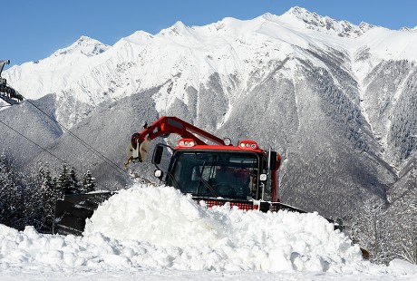 Snowcat Moves Snow Around Cross Country Editorial Stock Photo - Stock ...