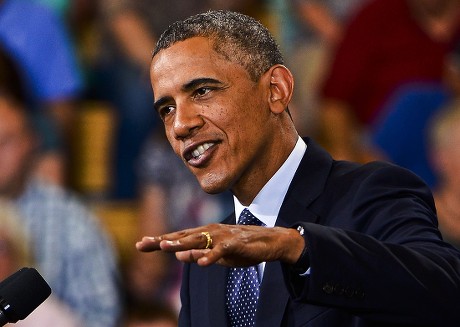 Us President Barack Obama Smiles While Editorial Stock Photo - Stock ...
