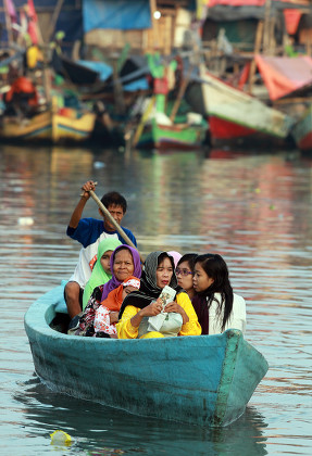Indonesian Muslims Ride On Traditional Boat Editorial Stock Photo ...