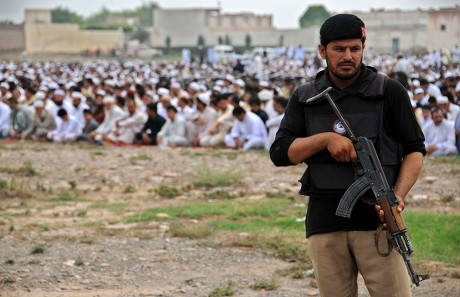 Pakistani Policeman Stands Guard During Eid Editorial Stock Photo ...