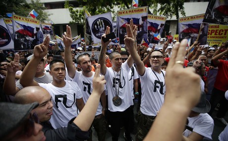 Filipino Protesters Gesture During Demonstration Outside Editorial ...