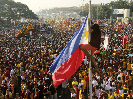 Filipino Devotee Climbs Flagpool View Black Editorial Stock Photo ...