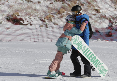 Snowboarding Enthusiasts Hug Each Other After Editorial Stock Photo ...