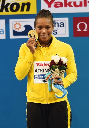 Jamaicas Alia Atkinson Poses Her Gold Editorial Stock Photo - Stock ...