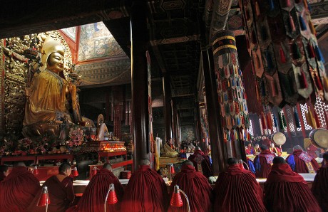Tibetan Monks Chant Scriptures During Da Editorial Stock Photo - Stock ...