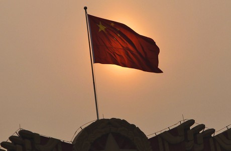 Chinese National Flag Seen Rising Sun Editorial Stock Photo - Stock ...