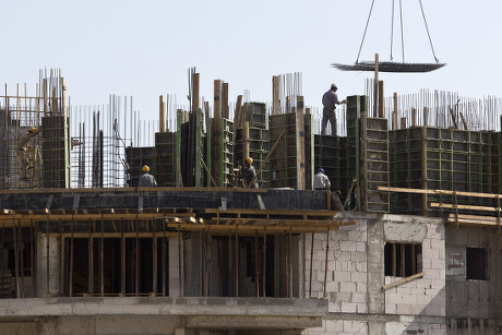 Palestinian Construction Workers On Top Multistory Editorial Stock ...