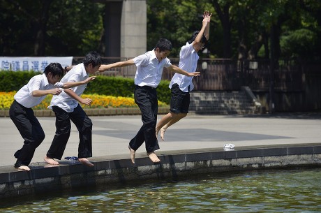 Middle School Students Jump Into Fountain Editorial Stock Photo - Stock ...