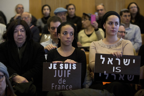 Members French Jewish Community Raise Signs Editorial Stock Photo ...