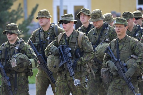 Lithuanian Soldiers March During Opening Ceremony Editorial Stock Photo ...