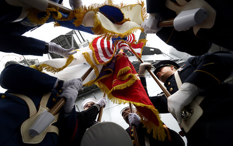 Military Color Guard Prepares Their Flags Editorial Stock Photo - Stock ...
