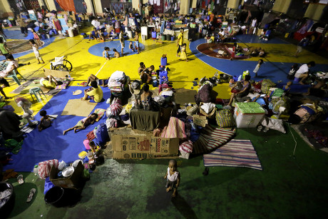 Filipino Evacuees Rest On Basketball Court Editorial Stock Photo ...