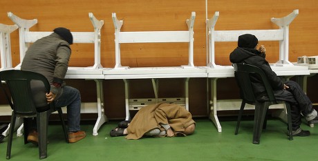 Homeless People Gather Municipality Shelter Set Editorial Stock Photo ...