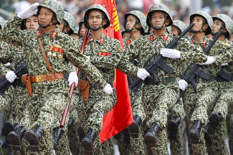 Vietnamese Soldiers March During Celebrations Marking Editorial Stock ...