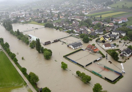 Aerial View Shows Heavy Flooding Town Editorial Stock Photo - Stock ...