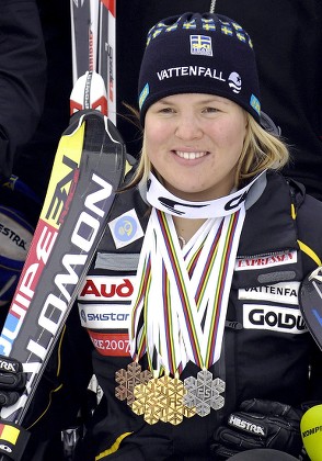 Anja Paerson Sweden Poses Her Medal Editorial Stock Photo - Stock Image ...
