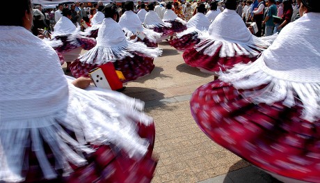 Chilean Indigenous People Dancing Streets Santiago Editorial Stock ...