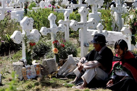 Ecuadorian Indigenous Sit Cemetery Salasaca Ecuador Editorial Stock ...