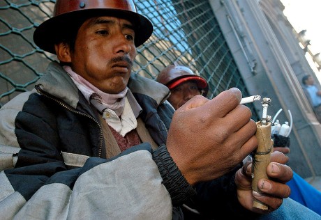 Bolivian Miner Attempts Light Stick Dynamite Editorial Stock Photo ...