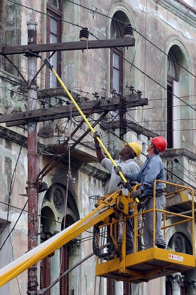 Two Cuban Electrical Workers Repair Some Editorial Stock Photo - Stock ...