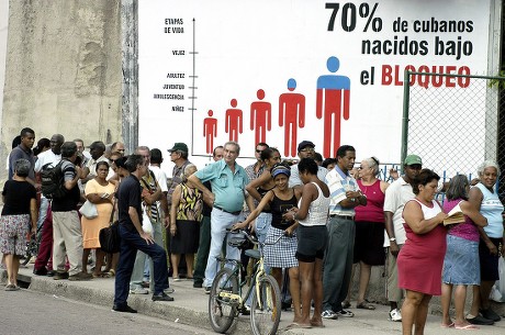 Cuban Citizens Wait Line Outside Bureau Editorial Stock Photo - Stock ...
