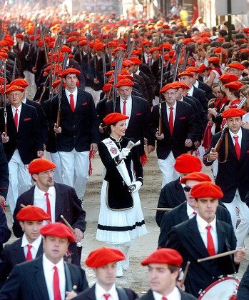 Basques Traditional Costume Take Part Alarde Editorial Stock Photo ...
