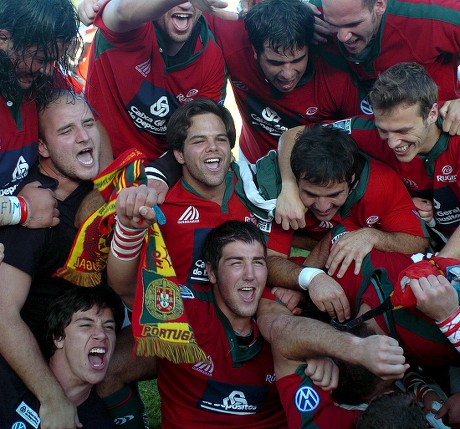 Portugal Rugby Players Celebrate Their First Editorial Stock Photo ...
