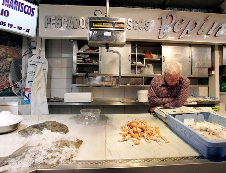View Empty Fish Market Stalls Valencia Editorial Stock Photo - Stock ...
