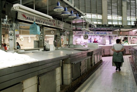 View Empty Fish Market Stalls Valencia Editorial Stock Photo - Stock ...
