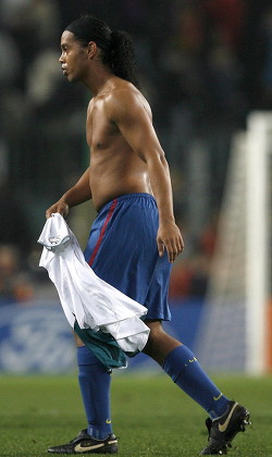 Dejected Brazilian Forward Ronaldinho Fc Barcelona Editorial Stock ...