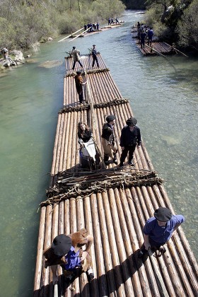Three Rafts Handmade Wood Sail Esca Editorial Stock Photo - Stock Image ...