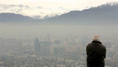 Santiago De Chile Lies Under Dense Editorial Stock Photo - Stock Image ...
