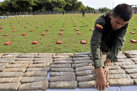 Colombian Police Member Places Drugs Part Editorial Stock Photo - Stock ...