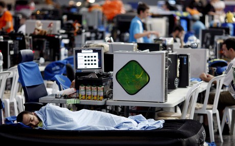 Man Surrounded By Computers He Takes Editorial Stock Photo - Stock ...