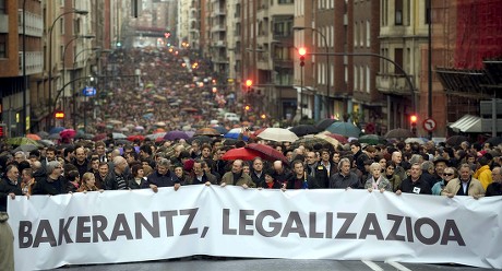 Thousands Basque Separatists Carrying Banner That Editorial Stock Photo ...
