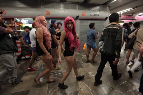 Mexican Metro Passengers Stage Seminaked Flash Editorial Stock Photo ...