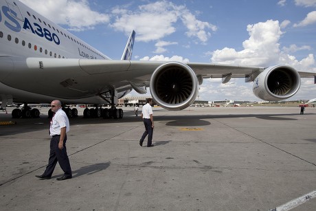 Two Men Walk Under Airbus A380 Editorial Stock Photo - Stock Image ...