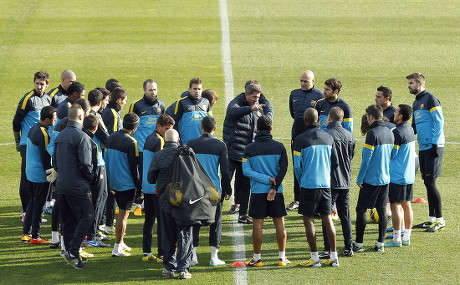 Fc Barcelonas Players During Training Session Editorial Stock Photo ...