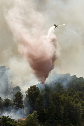 Firefighting Plane Releases Extinguishing Agent Over Editorial Stock ...