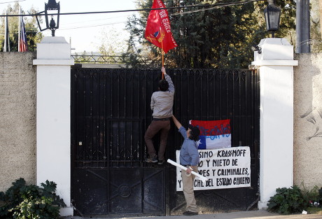 Demonstrator Climbs On Door Prison Cordillera Editorial Stock Photo ...