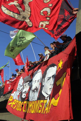 Participants Wave Communist Party Banner Thousands Editorial Stock ...