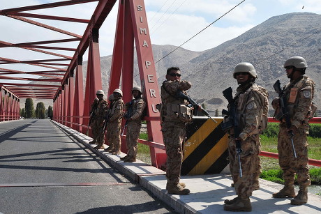 Peruvian Army Soldiers On Bridge Near Editorial Stock Photo - Stock ...