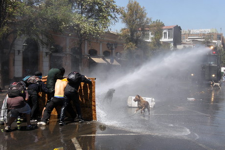 Group Demonstrators Face Riot Police During Editorial Stock Photo ...