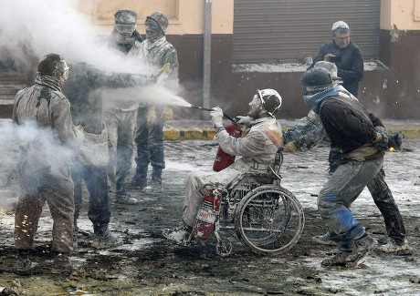 Reveller Sitting Wheelchair Sprays Fire Extinguisher Editorial Stock ...