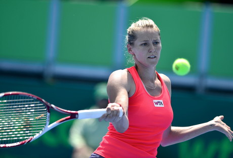 Russian Olga Puchkova Returns Ball Against Editorial Stock Photo ...