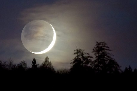 Almost New Moon Sets Behind Uetliberg Editorial Stock Photo - Stock Image | Shutterstock