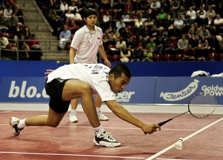 Indonesias Muhammad Rijal Front Returns Shuttlecock Editorial Stock ...