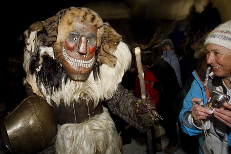 Tschaeggaettae Masked Participant Traditional Carnival Walks Editorial ...