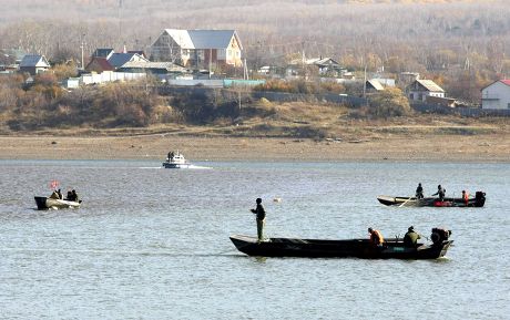Fishermen Catch Fish Russian Warship Sails Editorial Stock Photo ...